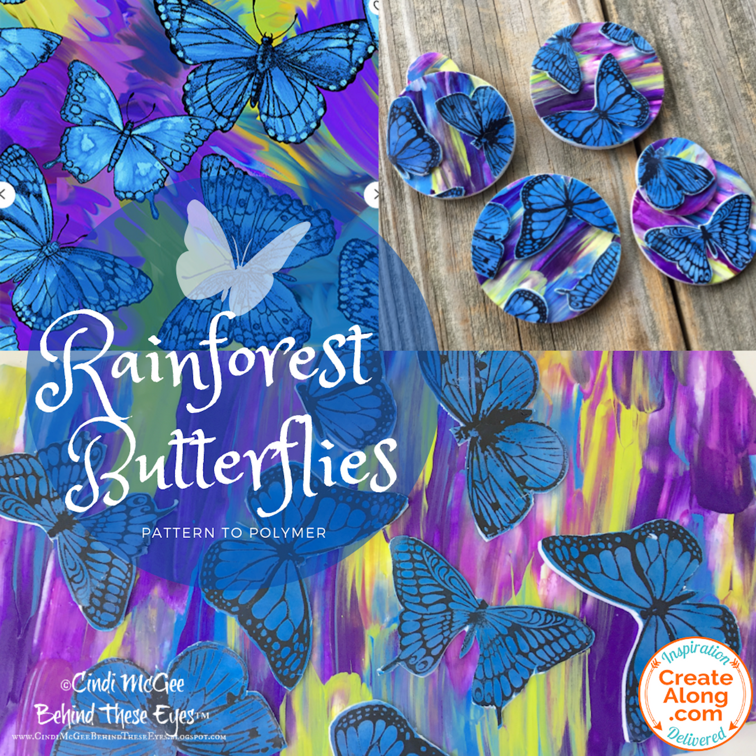 Learn to Make a Colorful Rainforest Butterflies Polymer Clay Veneer fo