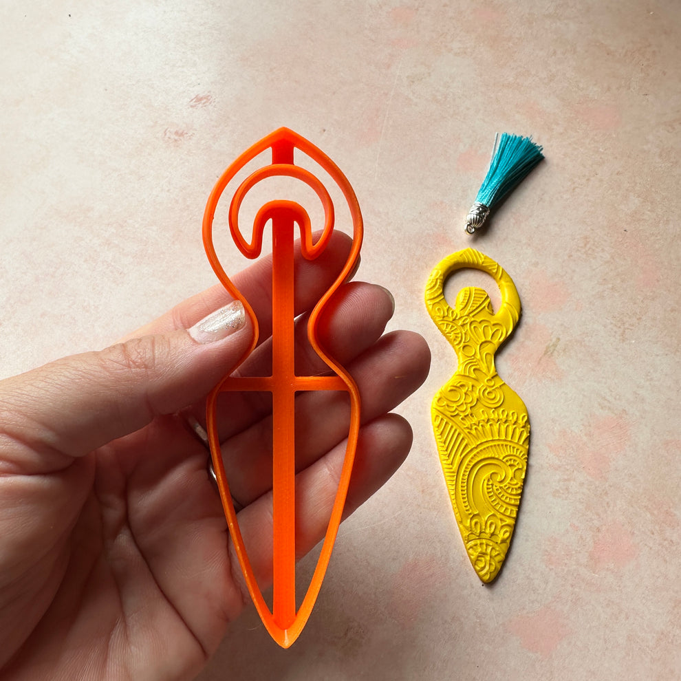Clay bookmark Cutter Goddess | polymer clay bookmark cutter – Create Along