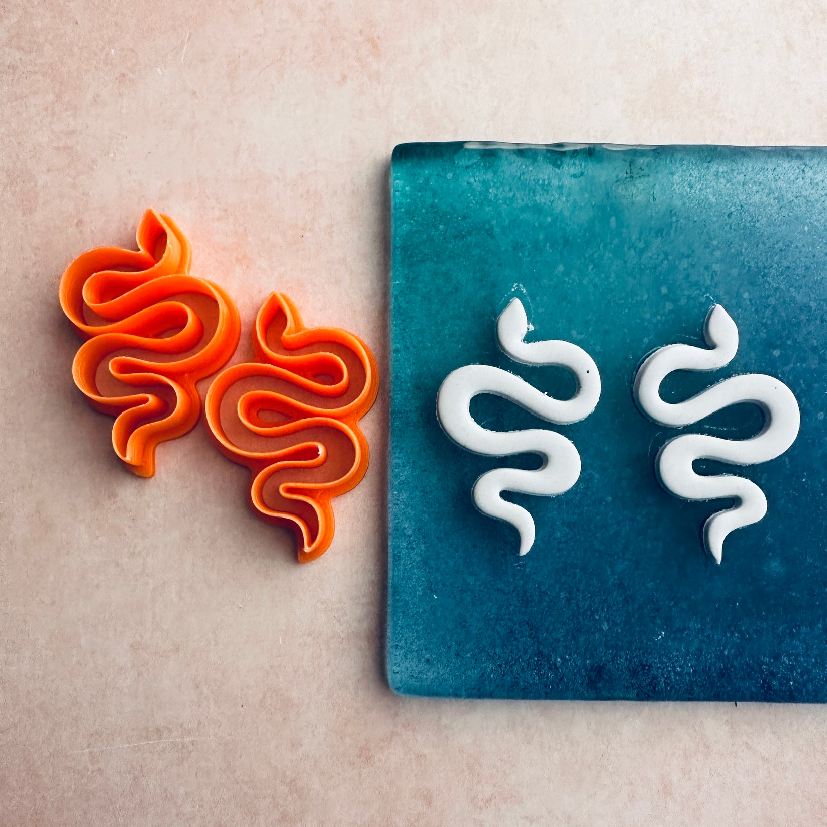 Coiled Snake clay paired cutter set | polymer clay snake earring mirro ...